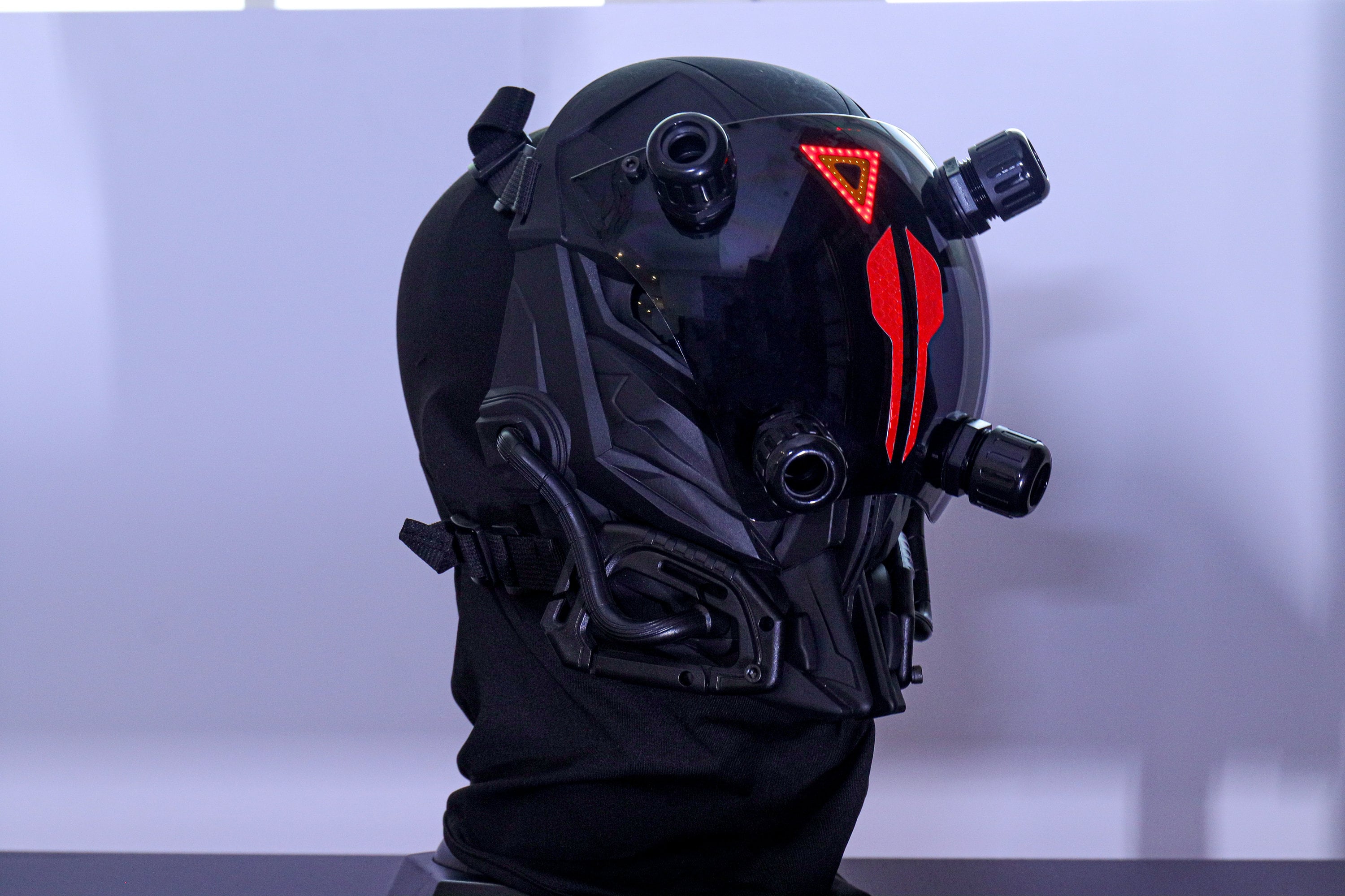 Futuristic Warrior Mask Costume, Glowing Cyberpunk Rave Helmet ...