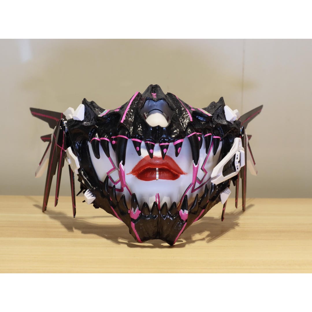 Self-design Glowing Animal Skull Cyberpunk Mask, Luminous Half-face ...