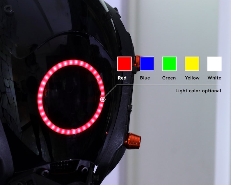 Red Warrior Rave Helmet With Bolt, Custom Glowing Coll Halloween ...