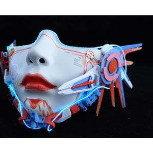 Self-design Luminous Cyberpunk Half-face Mask,mechanical Mask With ...