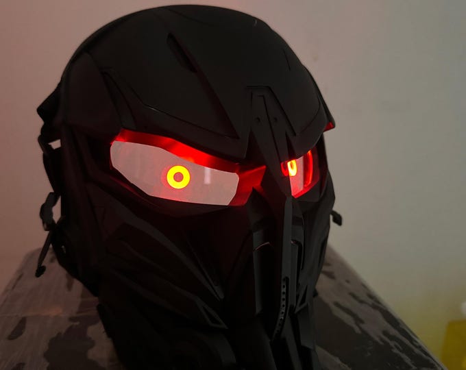 Self-design Green Light Cyberpunk Half-face Mask, Super Cool Glowing ...