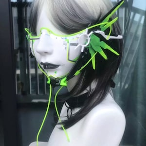 Self-design Green Light Cyberpunk Half-face Mask, Super Cool Glowing ...