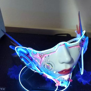 Self-design Luminous Cyberpunk Half-face Mask,mechanical Mask With ...