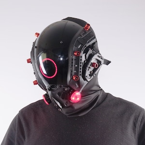 Red Warrior Rave Helmet With Bolt, Custom Glowing Coll Halloween ...