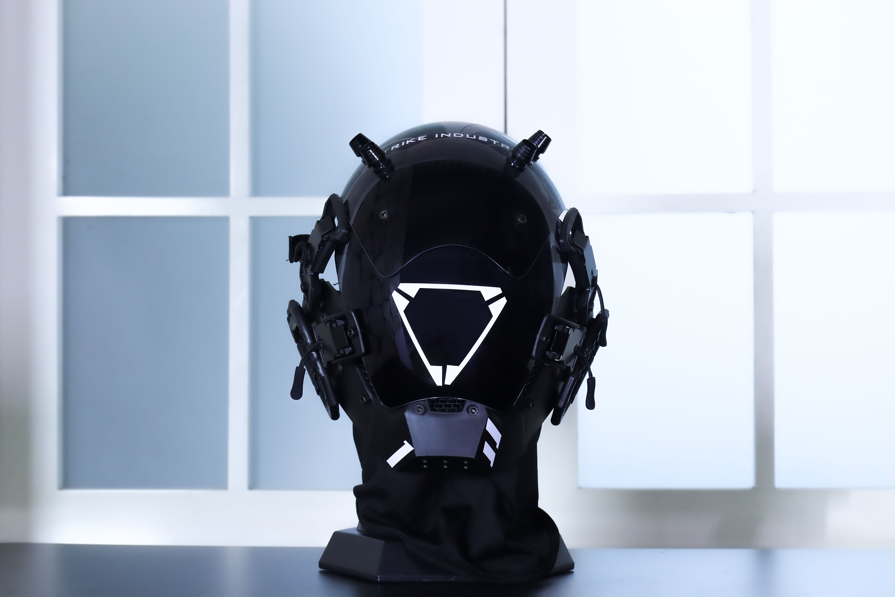 White Cyberpunk Mask, Rave Ninjahelmet, Black Warrior Full Face Mask ...