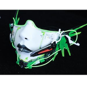 Self-design Green Light Cyberpunk Half-face Mask, Super Cool Glowing ...