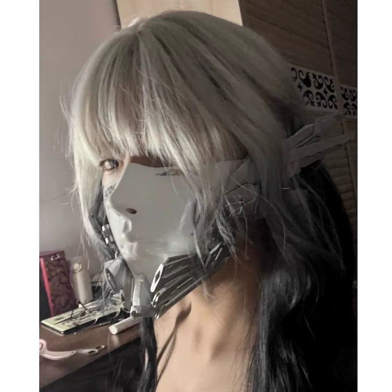 Selfdesign Cyberpunk Half Face Mask, Mechanical Cosplay Mask With ...