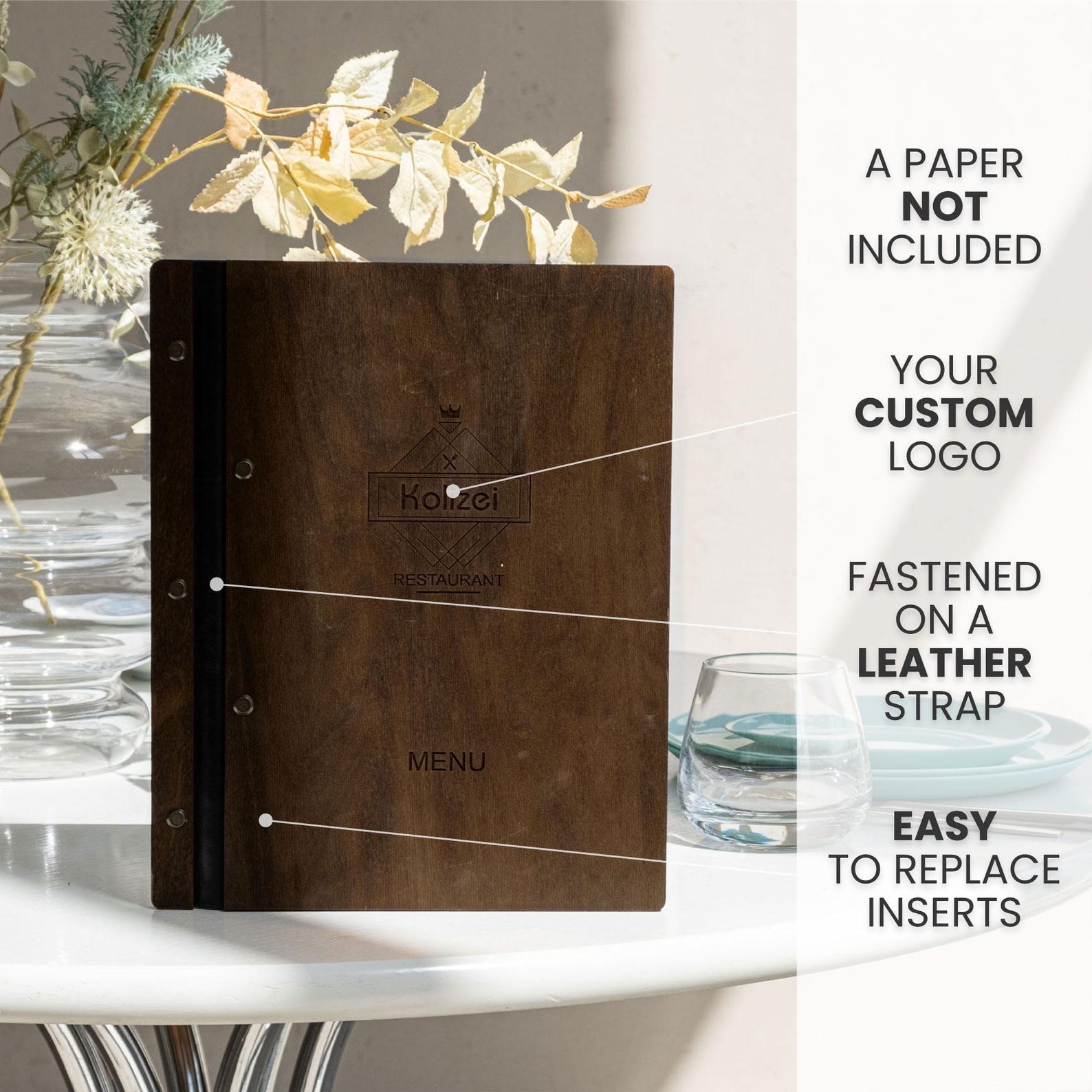 Restaurant Menu Folder, Custom Menu Cover, Wood Menu Holder ...