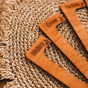 Book Shelf Dividers, Genre Dividers Book, Wooden Library Dividers ...