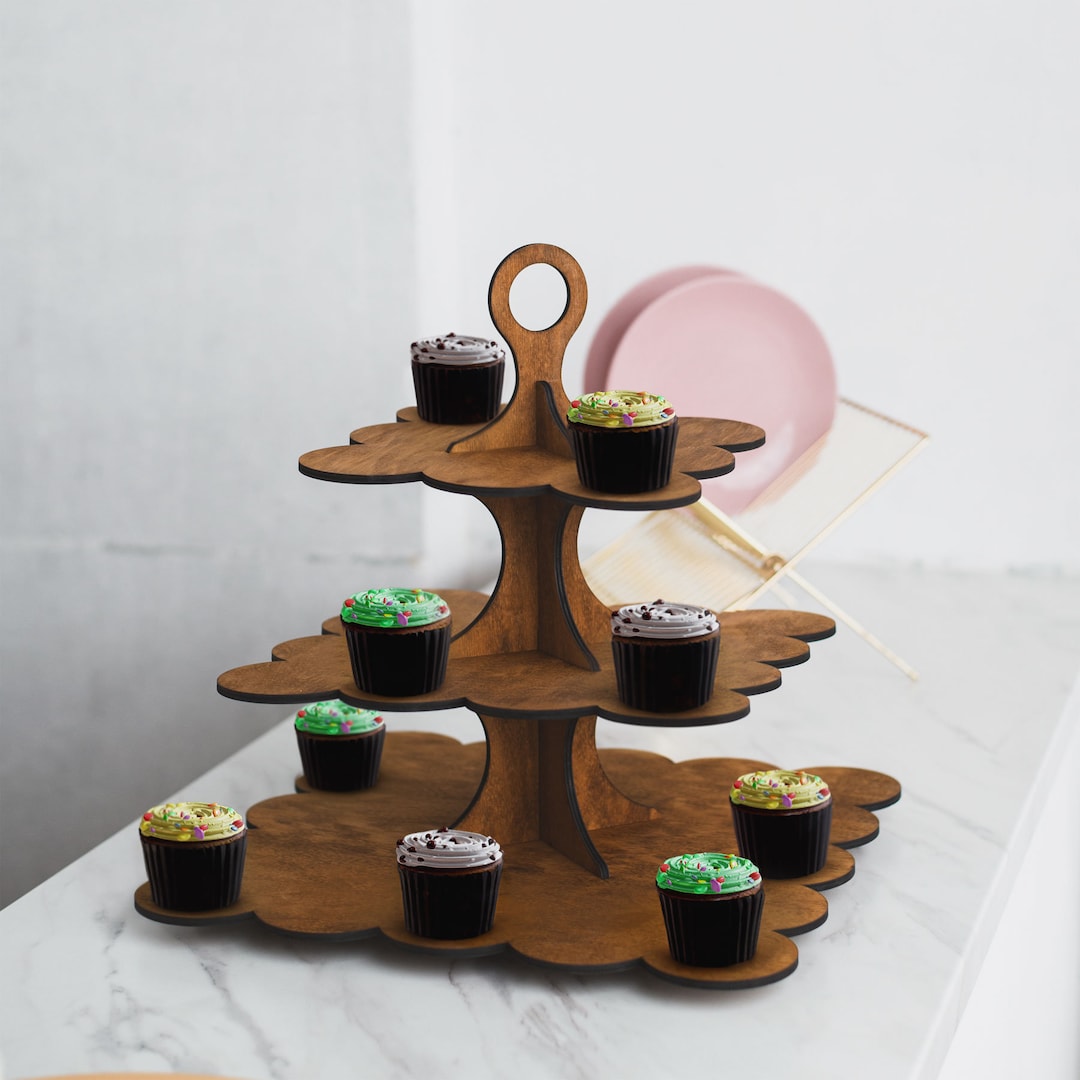 Wooden Cupcake Stand Wedding, 3 Tier Cupcake Stand, 3 Tier Cupcake ...