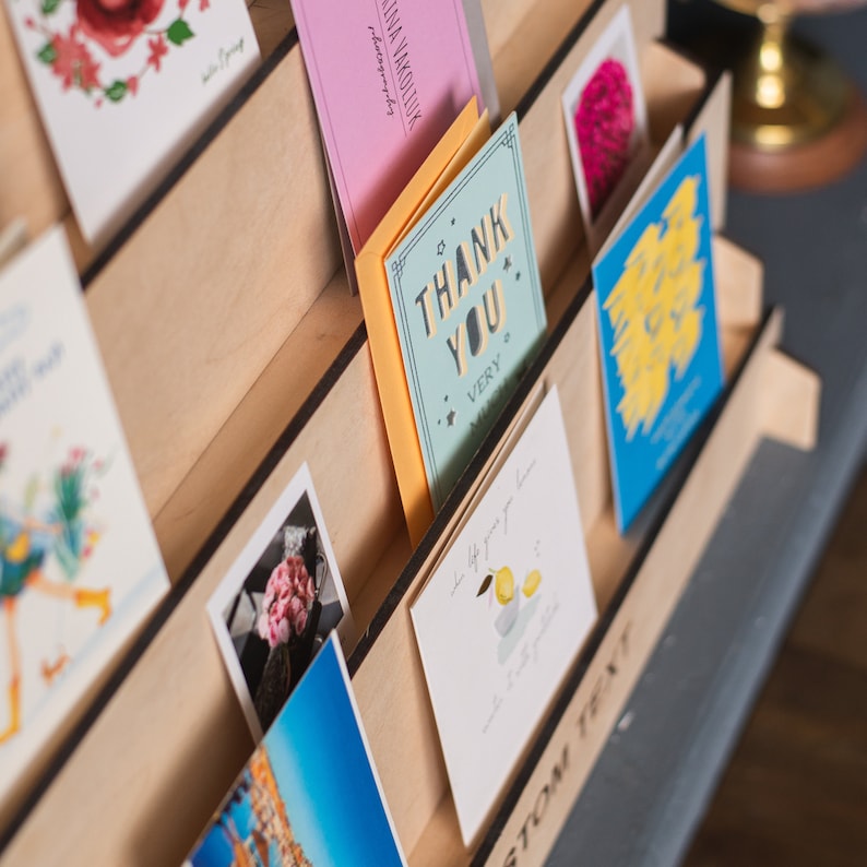 Greeting Card Holder, Postcard Display Wooden, Sticker Display Stand ...