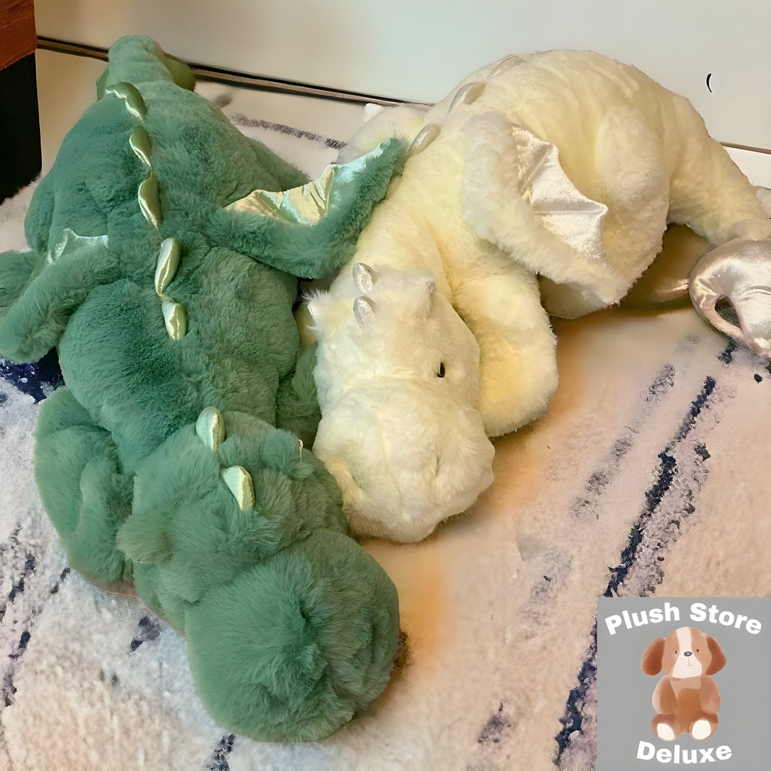 Flying Dragon Soft Plushie Toy Green White Blue Stuffed Winged Dragon ...