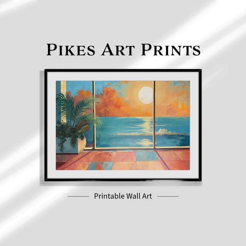 Beach Sunset Digital Print | Tropical Ocean Wall Art | Coastal Home ...