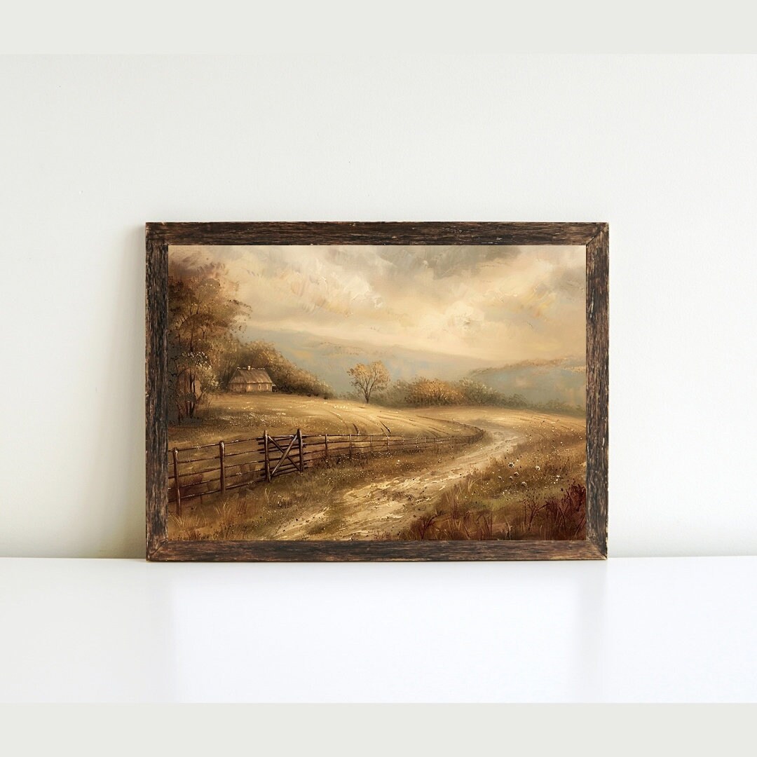 Farmhouse Digital Art Country Landscape Download Printable Countryside ...