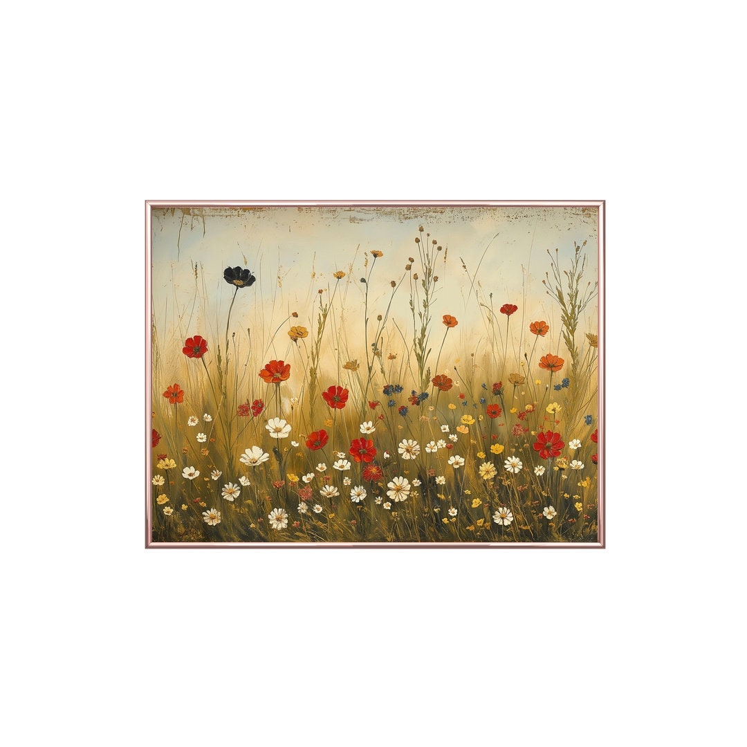 Rustic Wildflowers Digital Art Printable Nature Decor Botanical Field ...