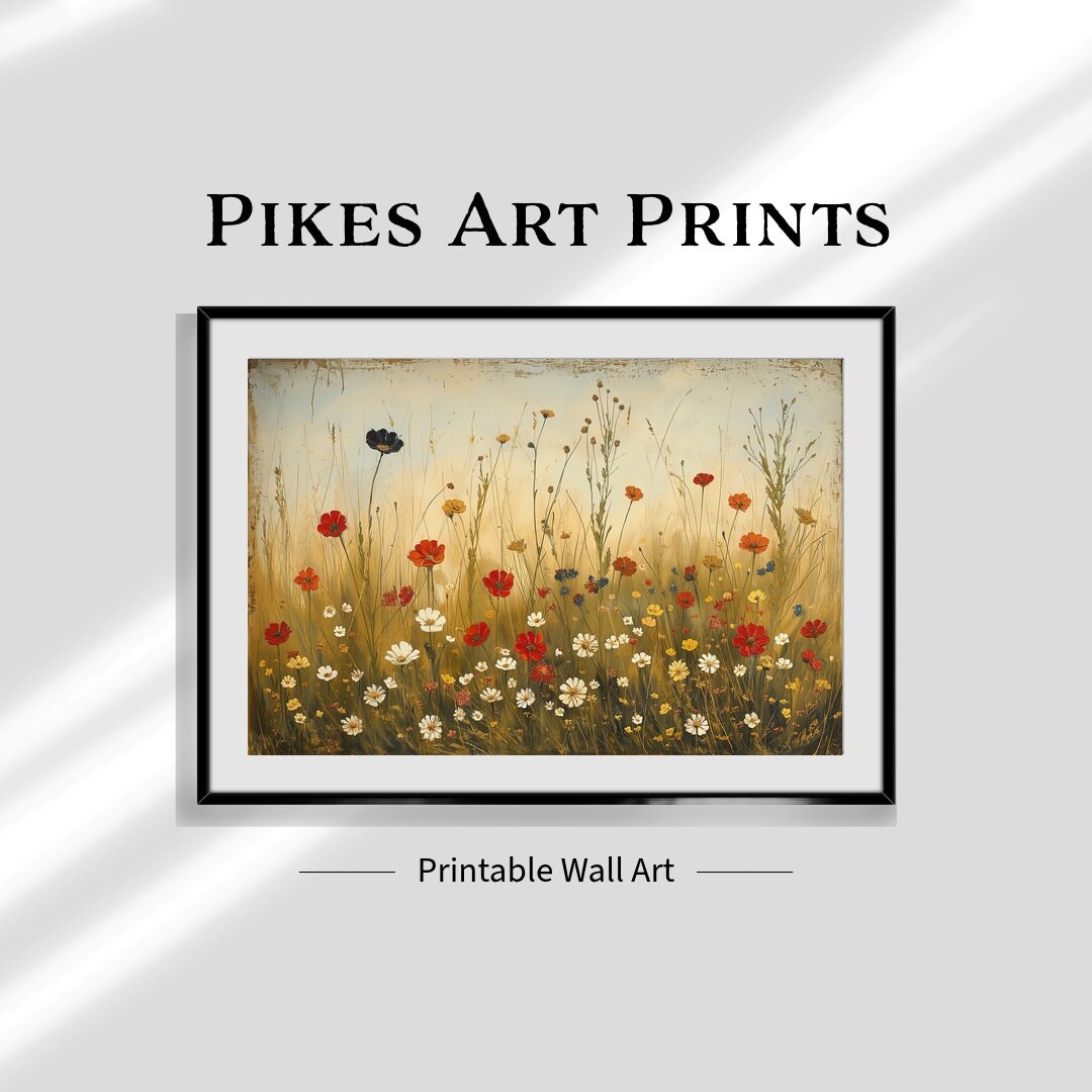Rustic Wildflowers Digital Art Printable Nature Decor Botanical Field ...