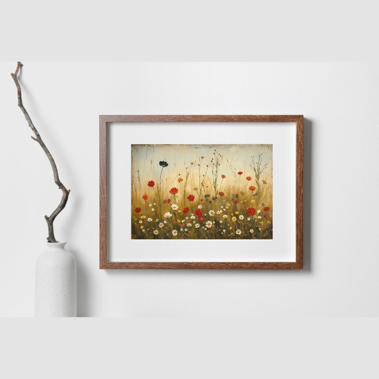 Rustic Wildflowers Digital Art Printable Nature Decor Botanical Field ...