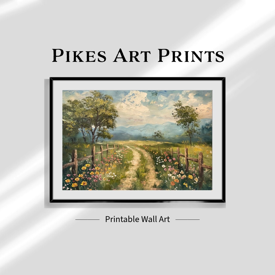 Rustic Country Path Digital Art | Printable Pastoral Landscape ...