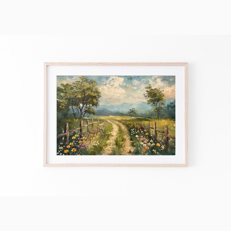 Rustic Country Path Digital Art | Printable Pastoral Landscape ...