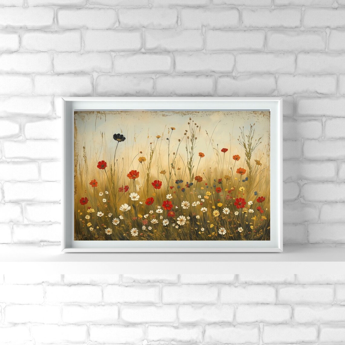 Rustic Wildflowers Digital Art Printable Nature Decor Botanical Field ...