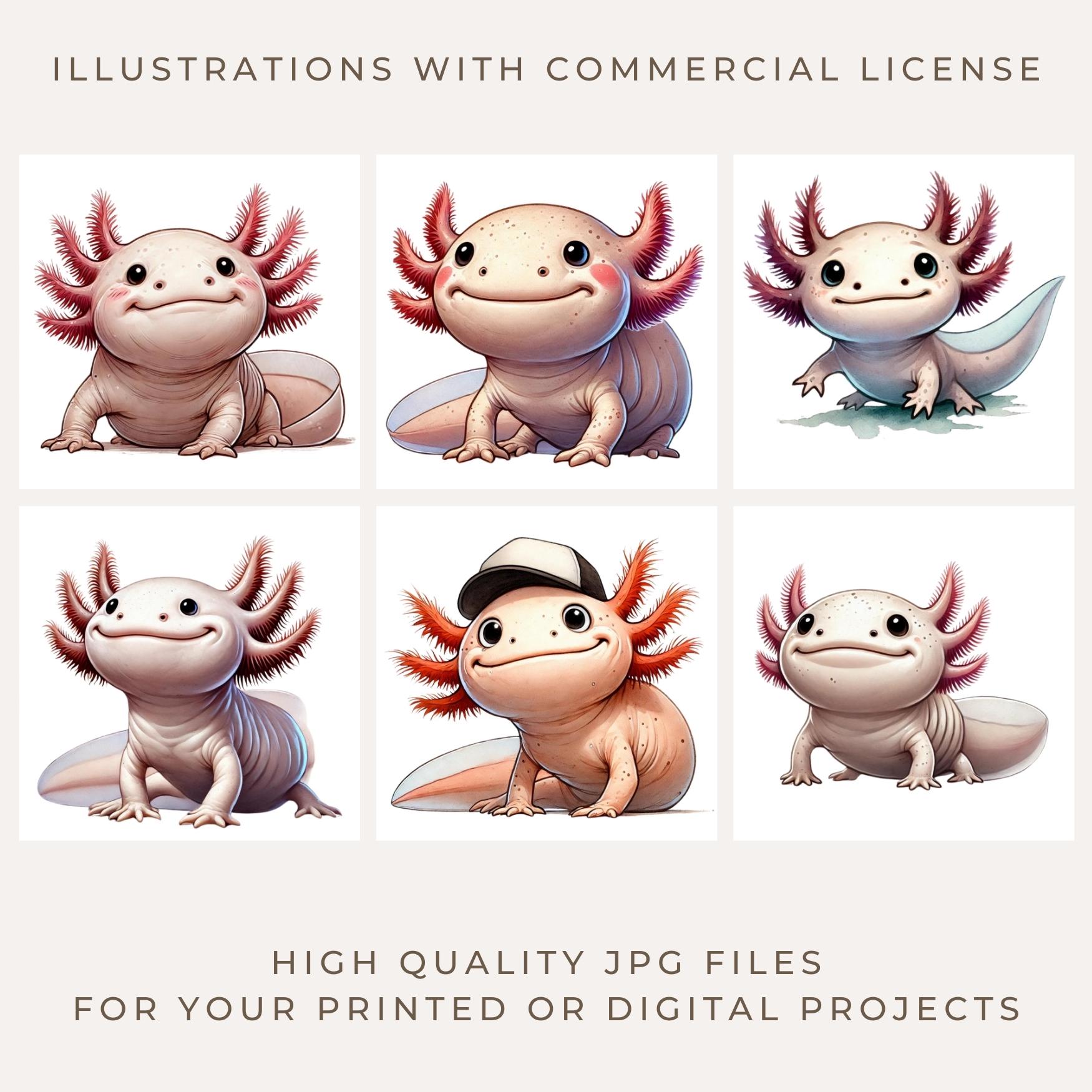 Funny Axolotl Clipart Set, Cute Animals for Sublimation, Nursery Wall ...