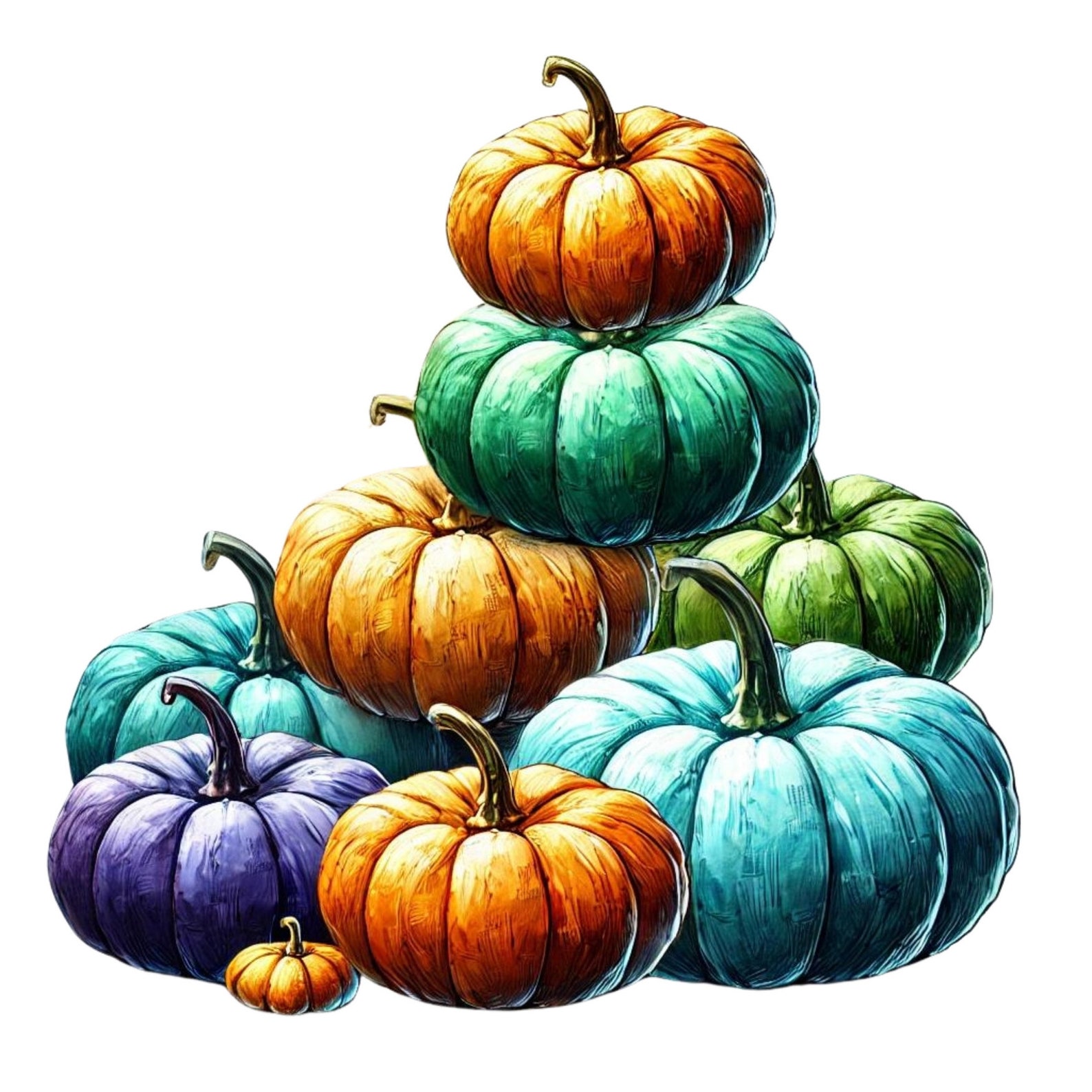 Colorful Pumpkin Stack Clipart for Fall Sublimation, Digital Download ...