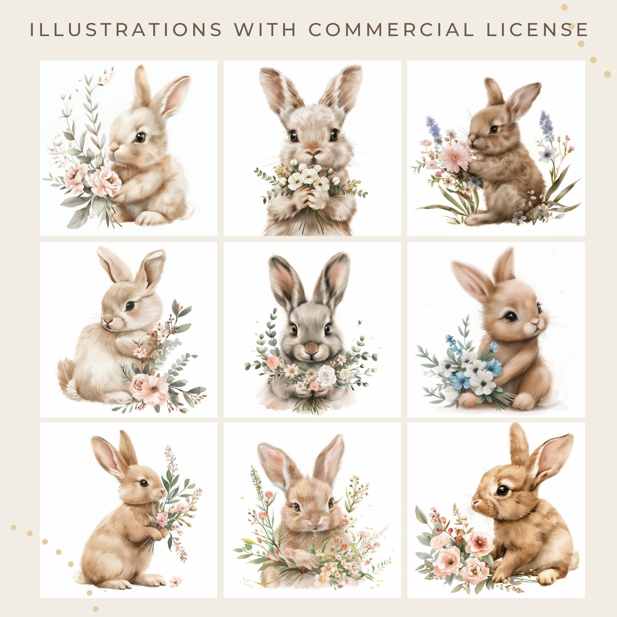 12 Watercolor Bunny Clipart, Instant Download, Digital Spring Clipart ...