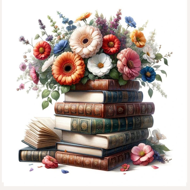 12 Spring Clip Art With Watercolor Book Illustration, Instant Download ...