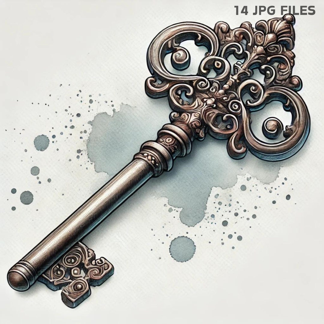 Vintage Key Clipart Bundle, Watercolor Collage Images for Junk Journals ...