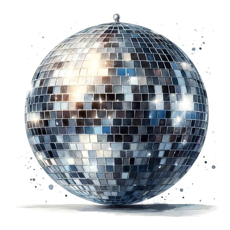 Disco Ball Clipart, Retro Watercolor Digital Download,collage Images ...