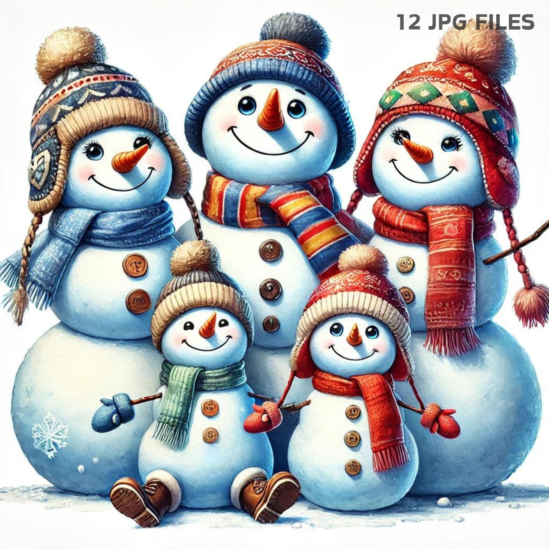 Funny Snowman Family Christmas Clipart, Digital Download, Holiday ...