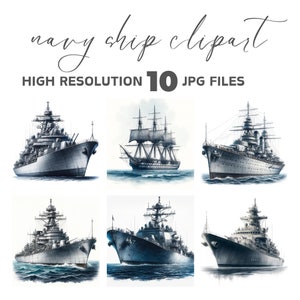 Navy Ship Clipart Bundle, Instant Download for Digital Crafting & Paper ...