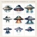 12 Flying Saucer Digital Clipart Set, Fun UFO Illustrations for Digital ...