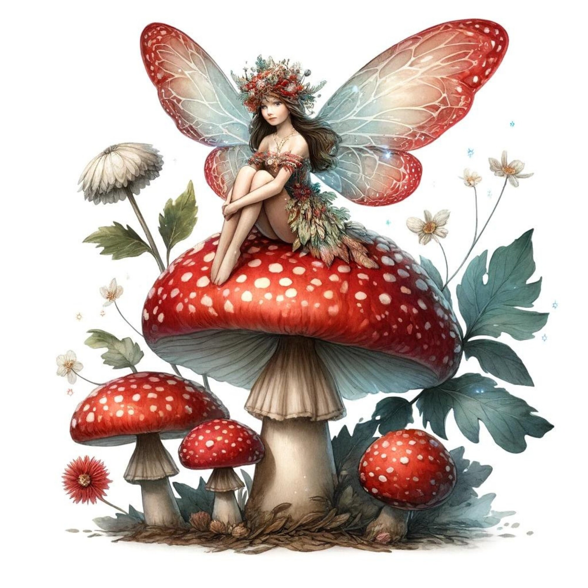 Magical Mushroom Fairy Garden Clipart, Enchanted Fairy Birthday Clipart ...