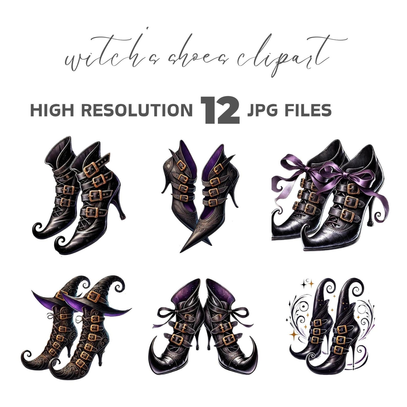 Magical Halloween Clipart Bundle, Watercolor Clipart Images, Witch's ...