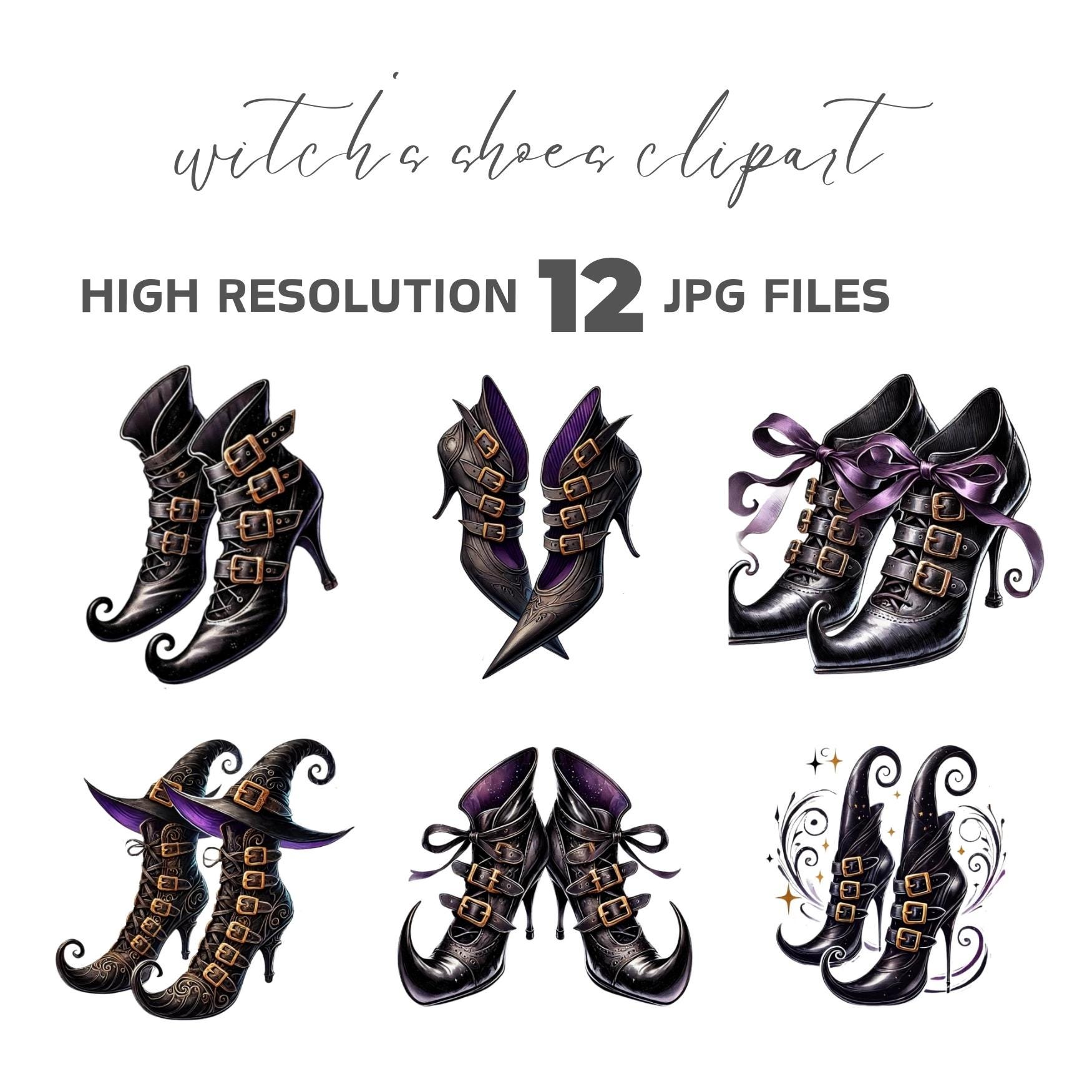 Magical Halloween Clipart Bundle, Watercolor Clipart Images, Witch's ...