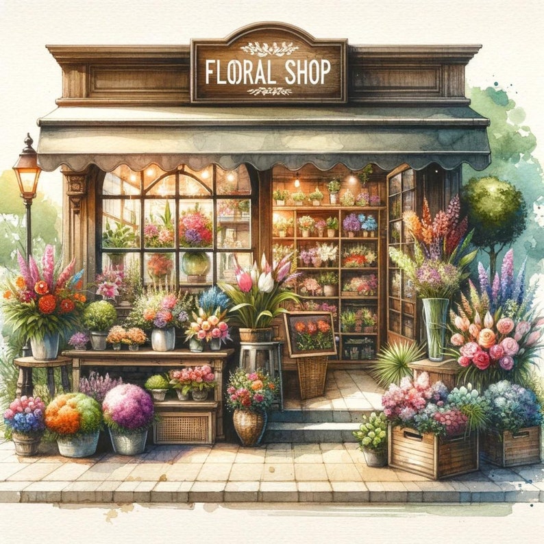 10 Digital Scrapbook Paper Pack Floral Shop Clipart Bundle, Printable ...