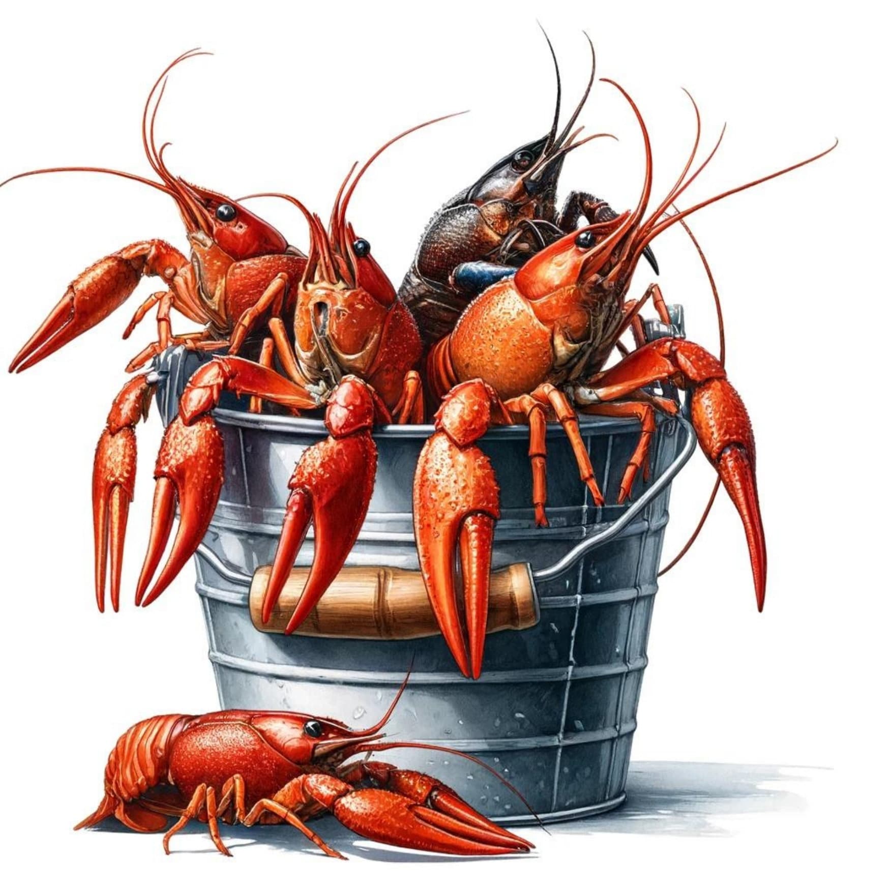 Bucket of Crayfish, Digital Scrapbook Images Bundle, Watercolor Clipart ...