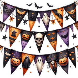 Halloween Bunting Clipart Set,halloween Watercolor Bundle for DIY ...