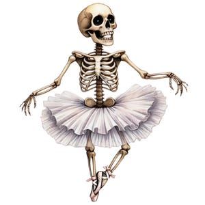 Ballerina Skeleton Clipart, Dancing Skeleton Sublimation for Funny ...