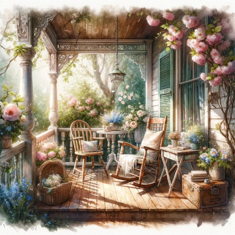 11 Shabby Chic Outdoor Porch Decor Kit, Paper Craft, Front Porch ...