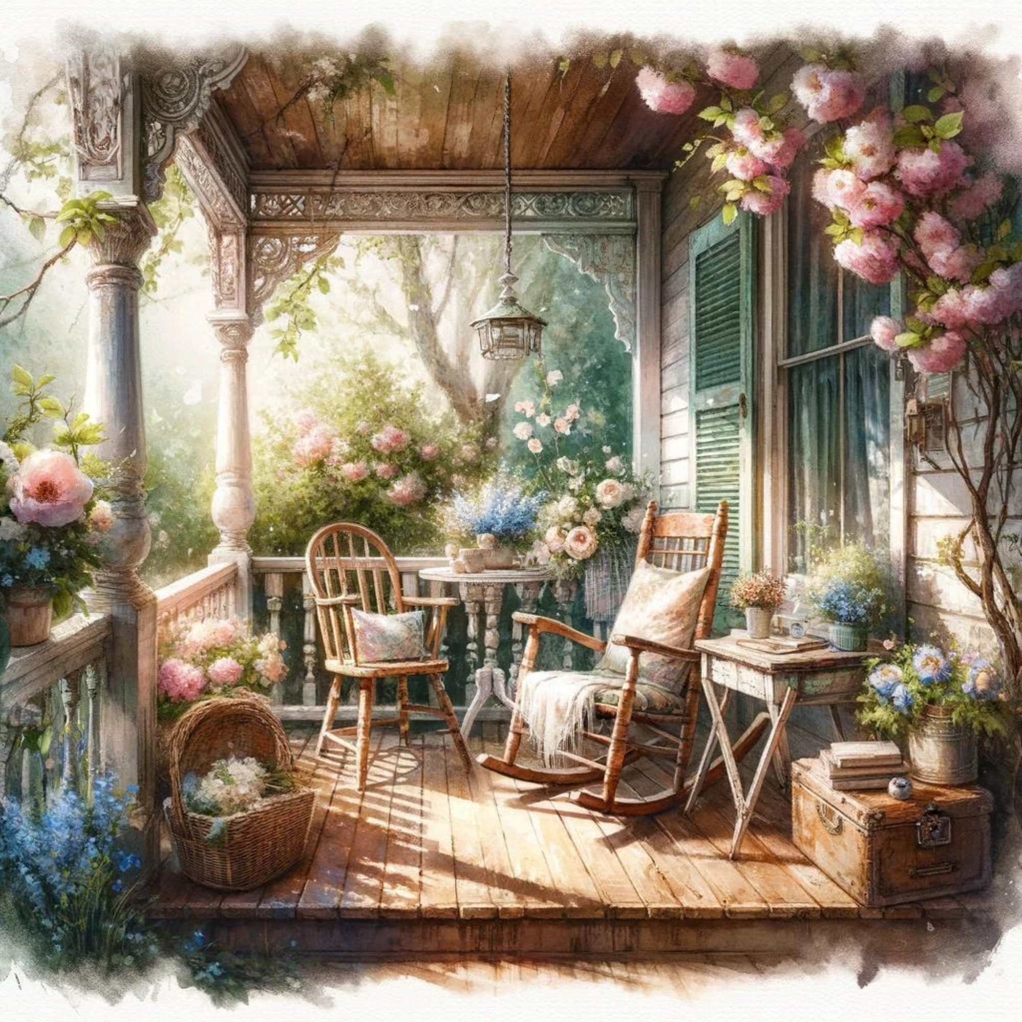 11 Shabby Chic Outdoor Porch Decor Kit, Paper Craft, Front Porch ...