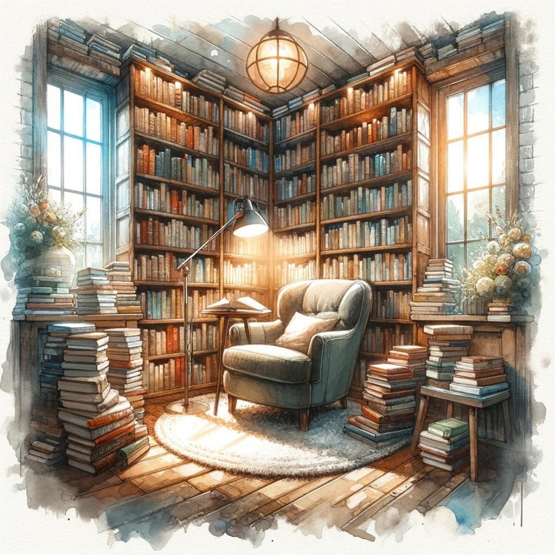 11 Vintage Book Nook Library, Digital Download Scrapbooking Journaling ...