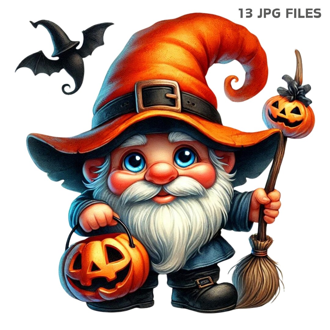Halloween Gnome Stickers Digital Clipart Images for Junk Journals ...