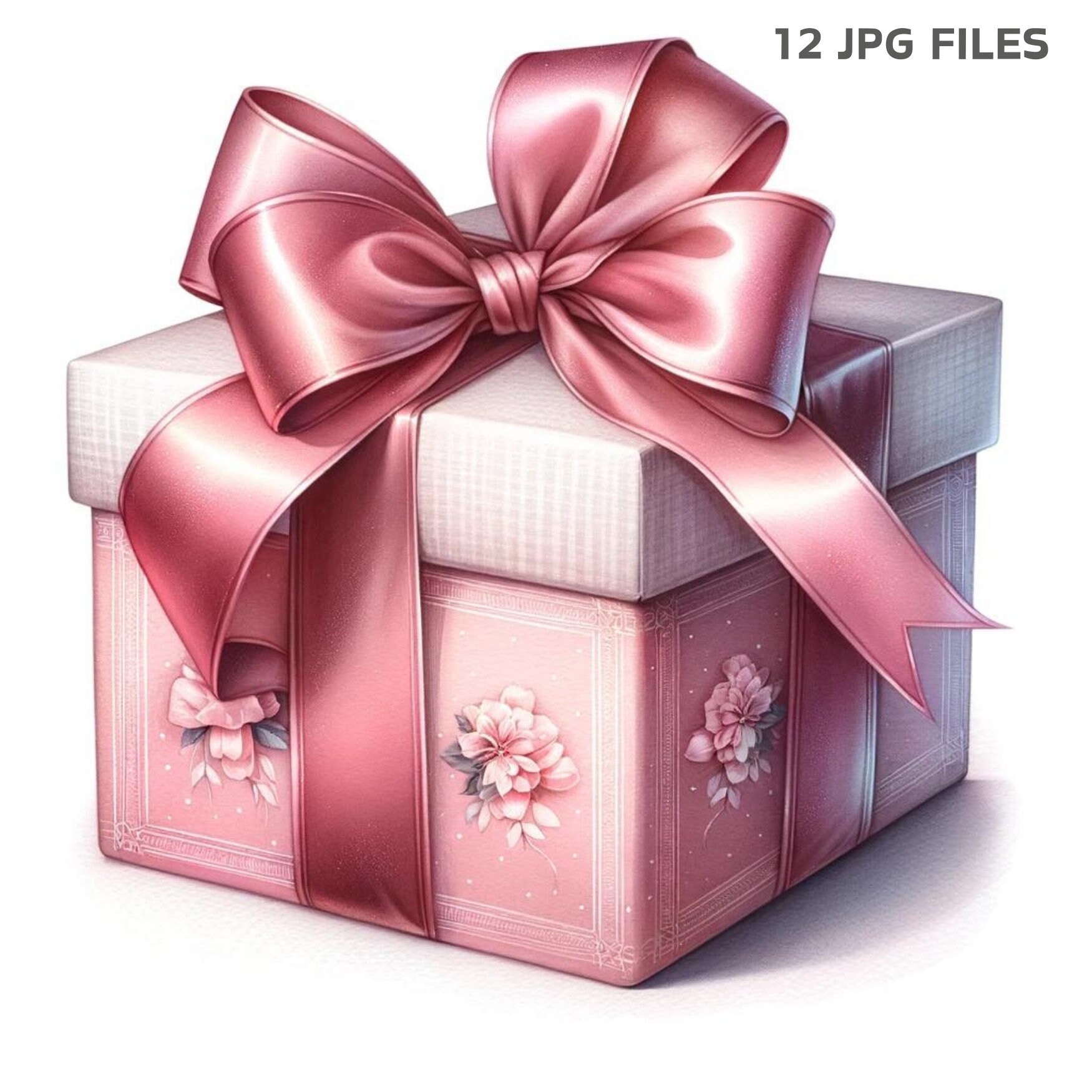 Pink Wrapped Present Clipart Bundle for Digital Crafting, Watercolor ...