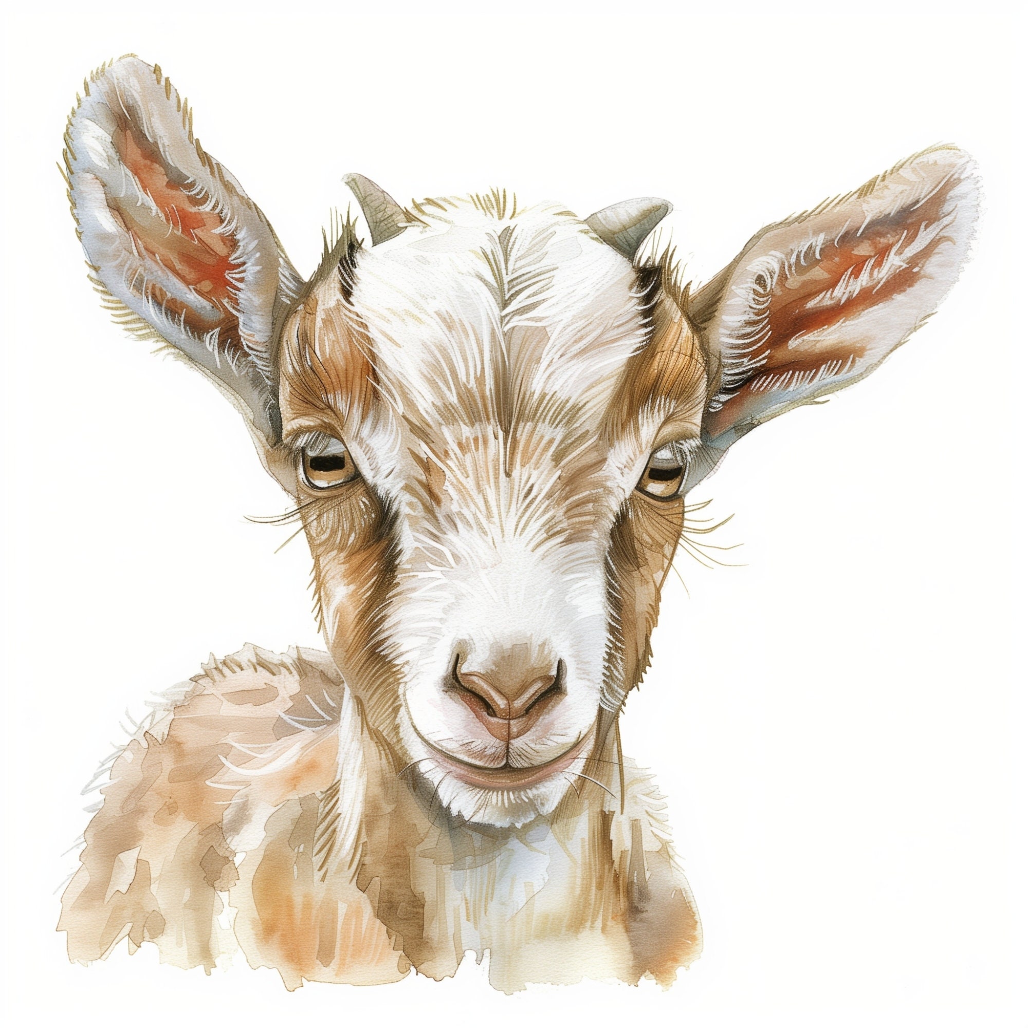 Watercolor Clipart Cute Goat Instant Download JPG Files for Farm Life ...