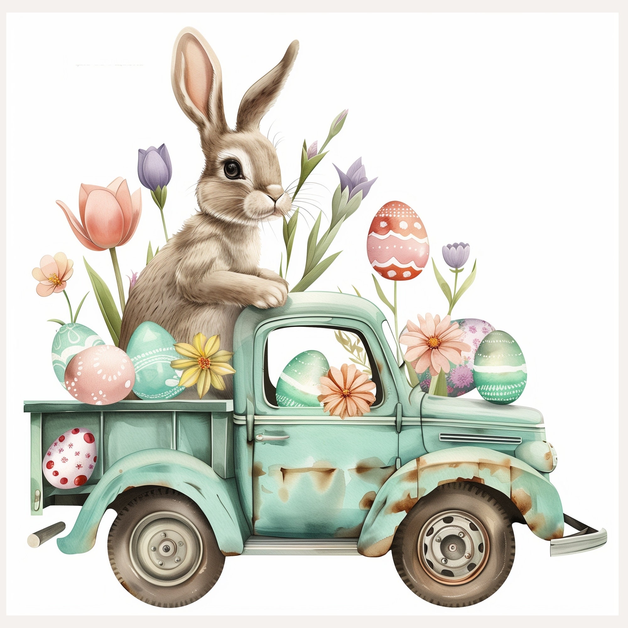 12 Printable Bunny Vintage Easter Kids Clipart for Home Decor, Easter ...