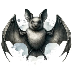 Vintage Watercolor Halloween Bat Clipart Bundle, Digital Crafting ...