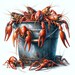Bucket of Crayfish, Digital Scrapbook Images Bundle, Watercolor Clipart ...