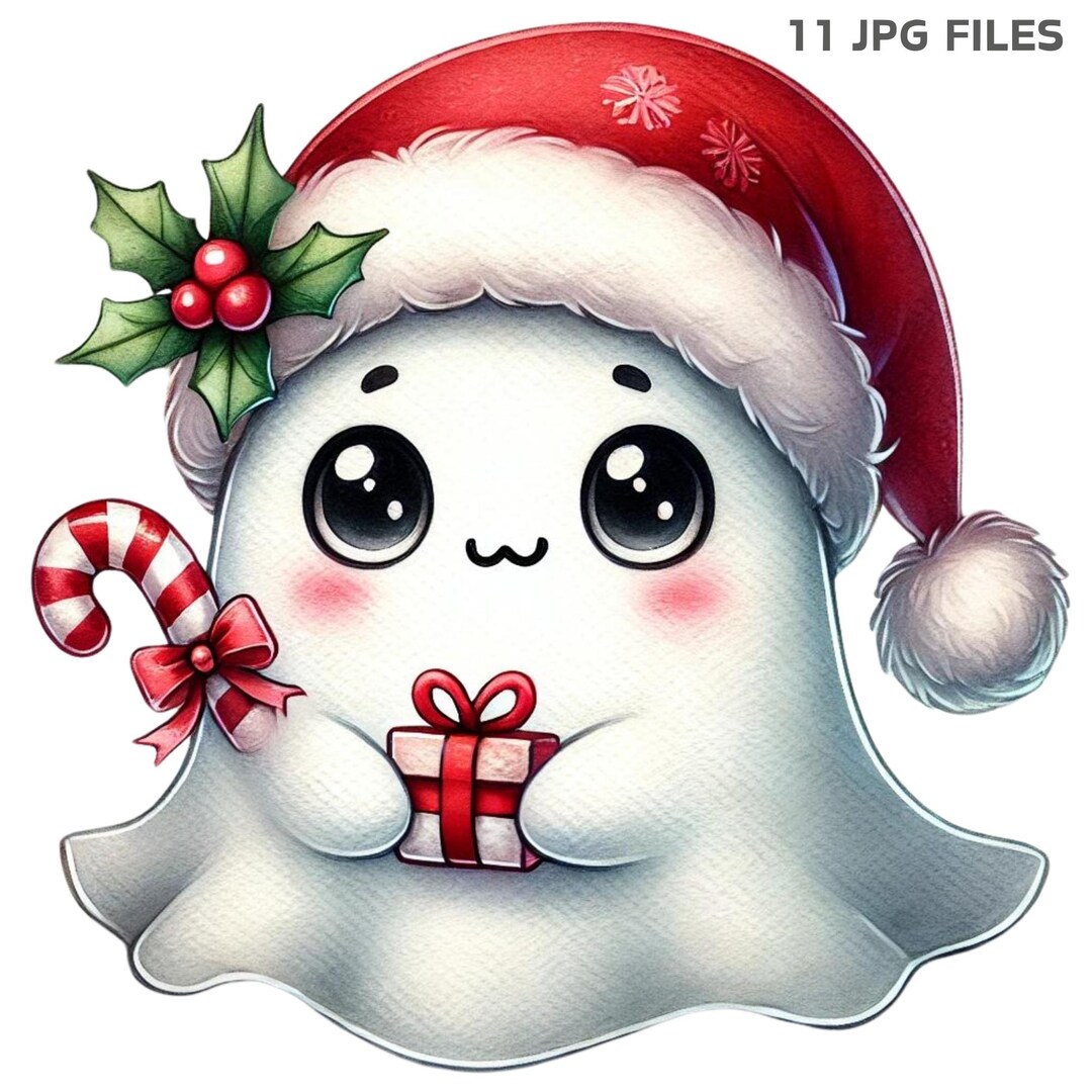 Retro Christmas Ghost Clipart Bundle, Instant Download for Holiday ...